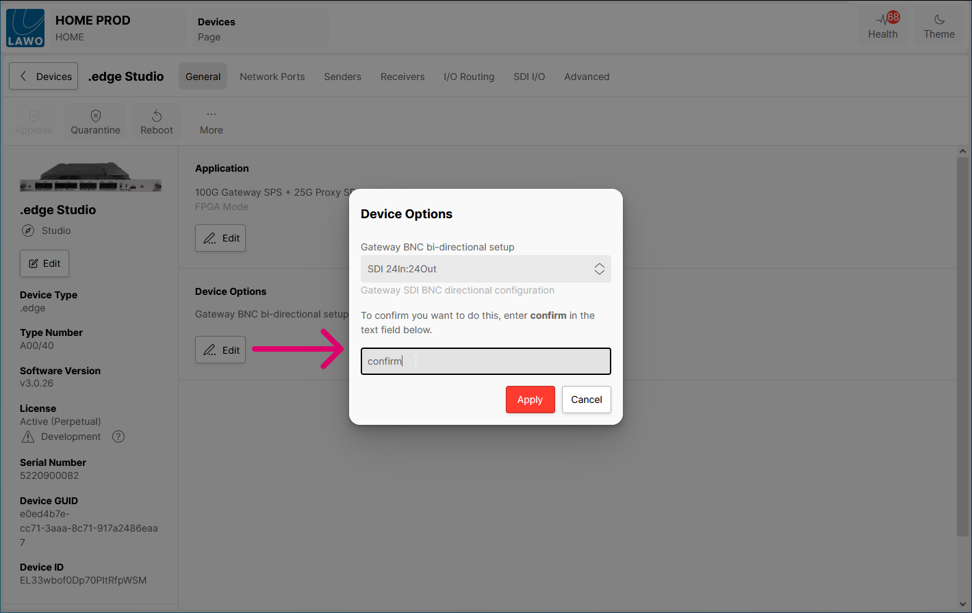.edge - SDI Configuration